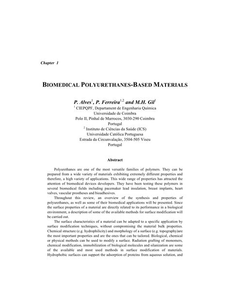 Pdf Biomedical Polyurethane Based Materials