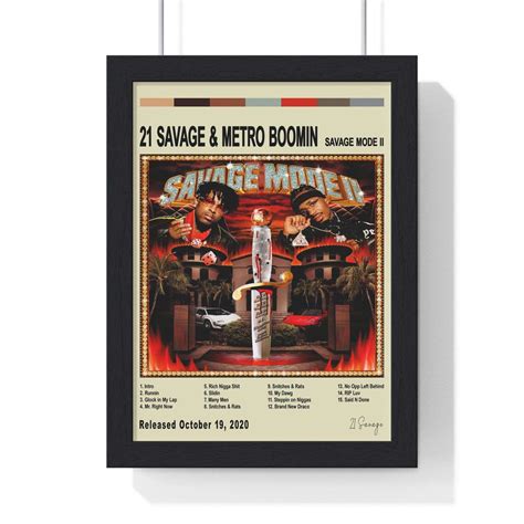 21 Savage Savage Mode Ii Album Cover Poster A4 Framed Vintage Artofit