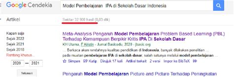 Results For Science Learning Models In Indonesian Elementary Schools
