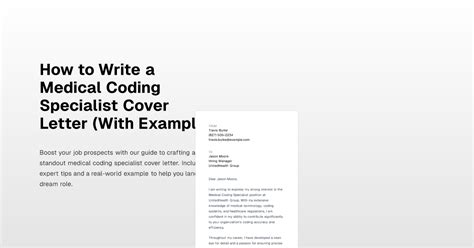 How To Write A Medical Coding Specialist Cover Letter With Example