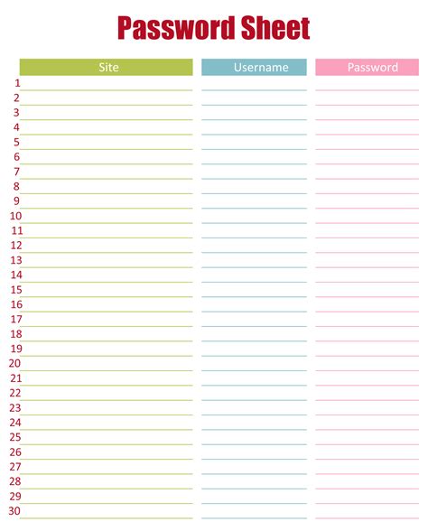 10 Best Free Printable Password Organizer Worksheets Artofit