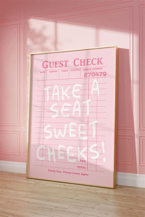 Take A Seat Sweet Cheeks Girly Wall Art Guest Check Print Trendy