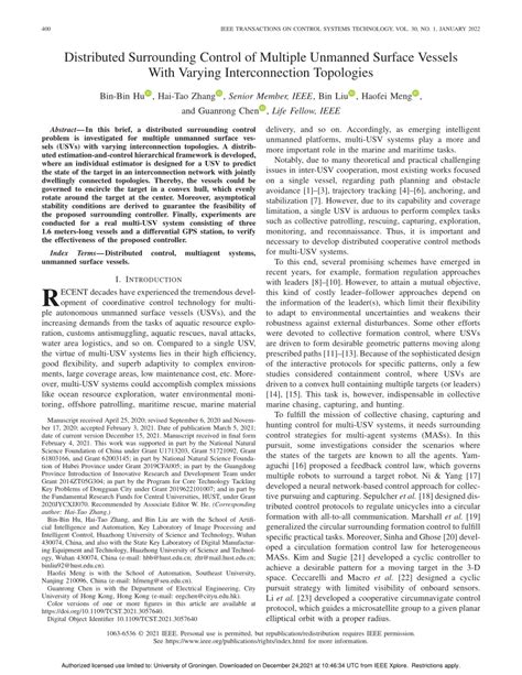 Pdf Distributed Surrounding Control Of Multiple Unmanned Surface Vessels With Varying