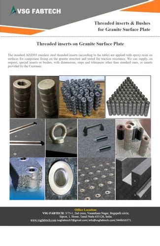 Polished Stainless Steel Granite Surface Plate Threaded Inserts