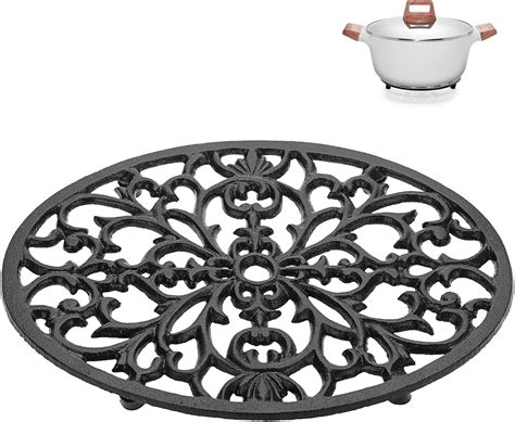 Sumnacon 1pcs Oval Cast Iron Trivet Antique Heat Resistant Metal Trivet