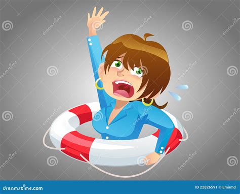 Woman Drowning In River Flat Vector Character