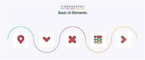 Basic Ui Elements Line Filled Flat 5 Icon Pack Including Right Write