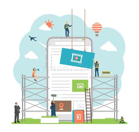 Moble Web Development Concept Vector Illustration Stock Vector