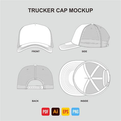 Trucker Cap Vector Mockup Illustration Etsy