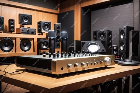 Premium Photo A Series Of Highend Audio Equipment On The Wooden Board