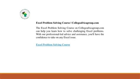 Ppt Excel Problem Solving Course Powerpoint Presentation Id12806208