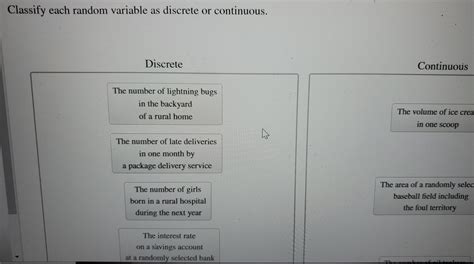 Solved Classify Each Random Variable As Discrete Or