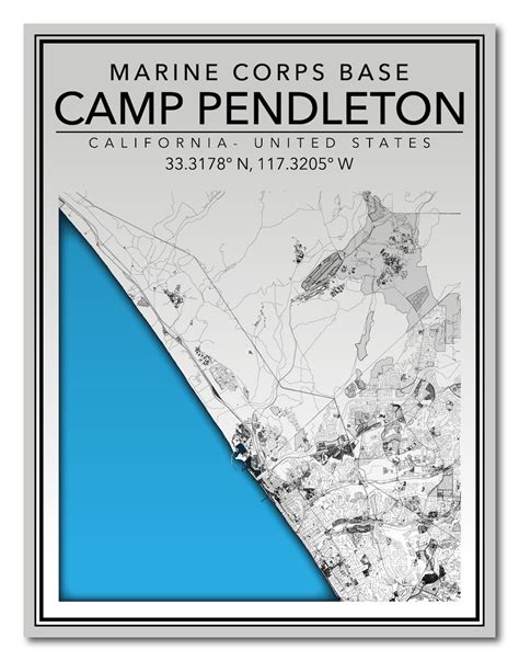 Wall Art Map United States Marine Corps Base Camp Pendleton Etsy