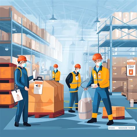 Premium Ai Image Illustration Safety Protocols In A Warehouse