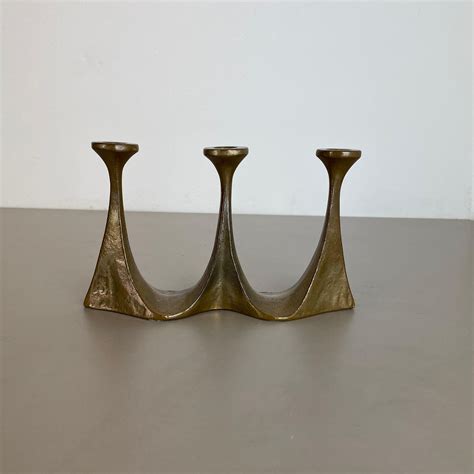 Midcentury Brutalist Bronze Candleholder By Michael Harjes Germany