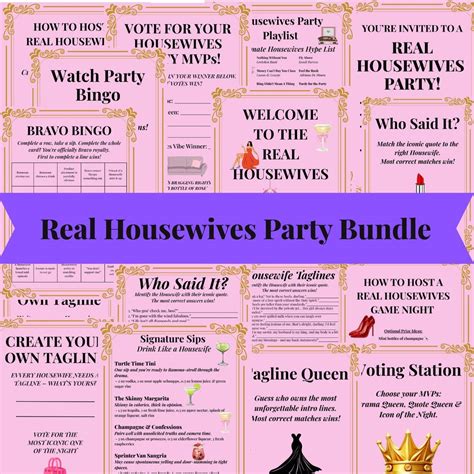 Real Housewives Party Bundle Editable Canva Templates Pdfs Game