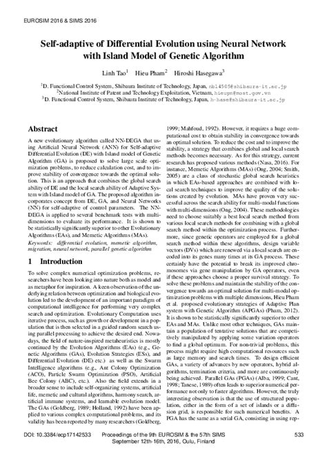 Pdf Self Adaptive Of Differential Evolution Using Neural Network With