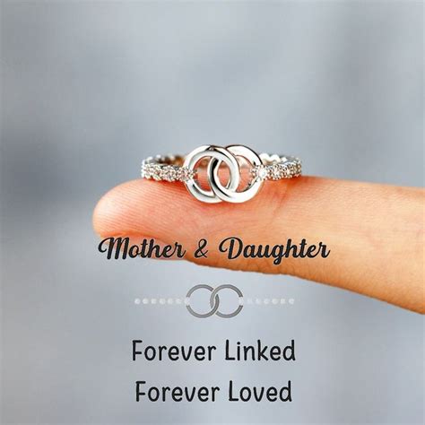 Mother And Daughter Forever Linked Pave Interlocking Ring Sterling Silver