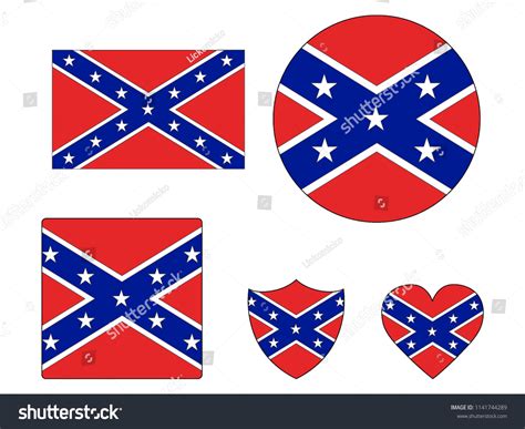 Confederate Flags Set Stock Vector Royalty Free 1141744289 Shutterstock