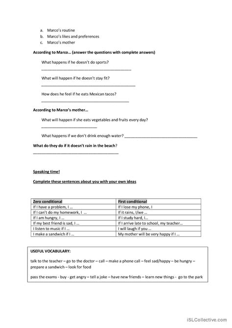 Zero And First Conditional Reading English Esl Worksheets Pdf And Doc