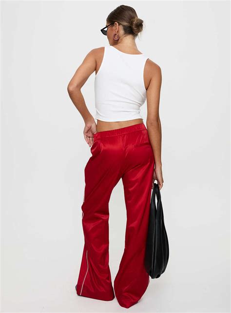 Travalta Satin Track Pant Red Princess Polly Usa