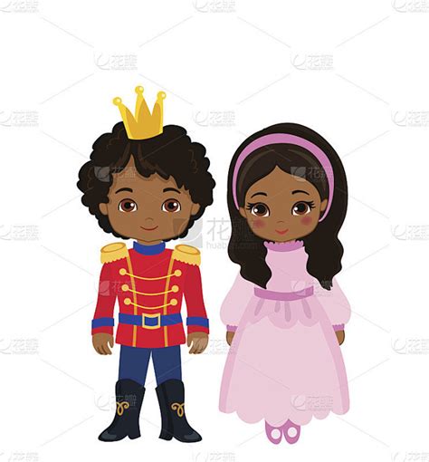 非常可爱的王子和公主的插图。