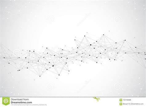 Technology Abstract Background With Connected Line And Dots Big Data Visualization Stock Vector