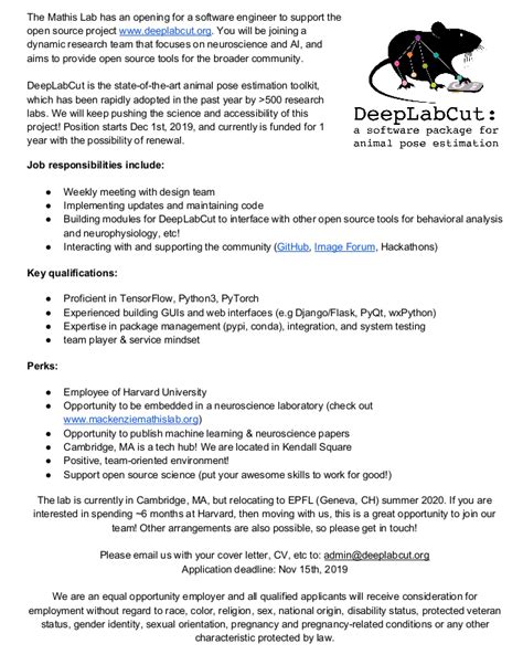we are looking for a software developer for deeplabcut join the team