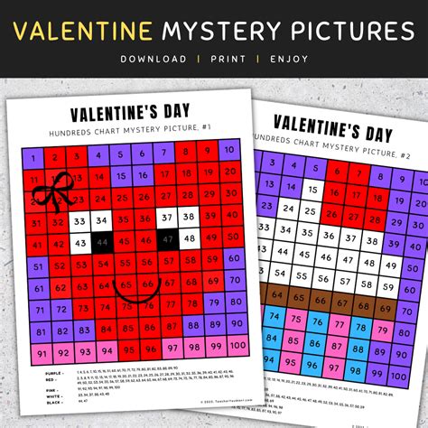 Valentines Day Mystery Picture Hundreds Chart Math Color By Number