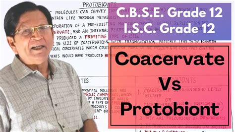 Comparison Between Coacervate And Protobiont Grade 12 Biology Youtube