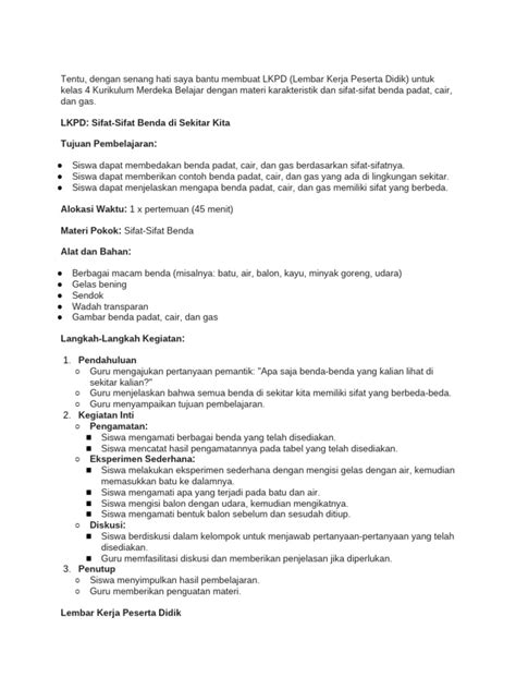 Buatkan Saya Lkpd Kelas 4 Kurikulum Merdeka Belaj Pdf