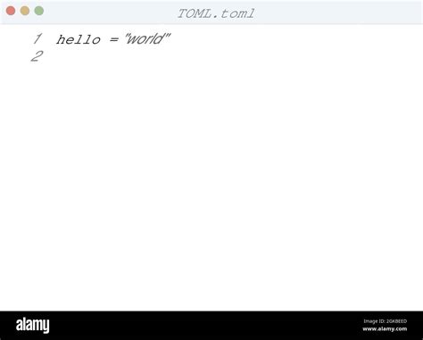 toml language hello world program sample in editor window illustration