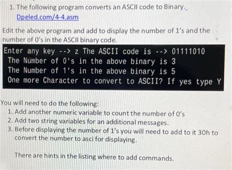 Solved 1 The Following Program Converts An Ascii Code To