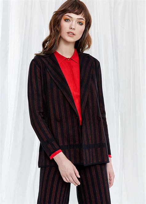 Çizgili Siyah Kruvaze Triko Ceket Knitss