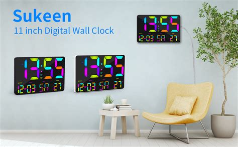 Amazonde Sukeen Digitale Wanduhr Digitale Uhr 11 Led Wanduhr