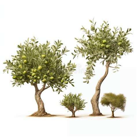 Green Olive Trees At Different Growth Stages Showcasing Their
