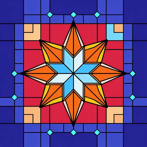 Vibrant Mosaic Star Shaped Pattern Inspired By Stained Glass Seamless