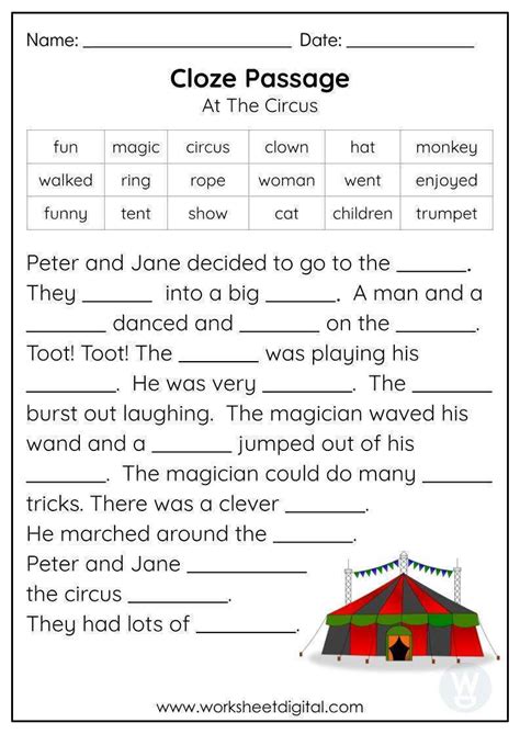 Cloze Passages Cloze Passages Cloze Reading 1st Grade Worksheets Hot Sex Picture