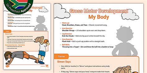 Preschool Gross Motor Development Lesson Plan My Body