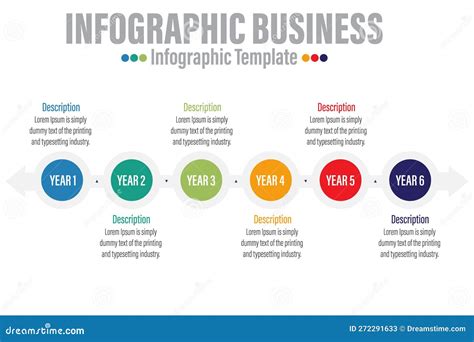 6 Year Modern Timeline Diagram With Progress Circle Presentation Vector Infographic With Circle