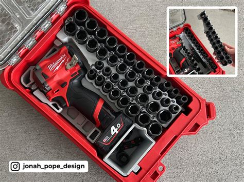 M12 Stubby Impact 38 Socket Set Insert For Milwaukee Packout Compact