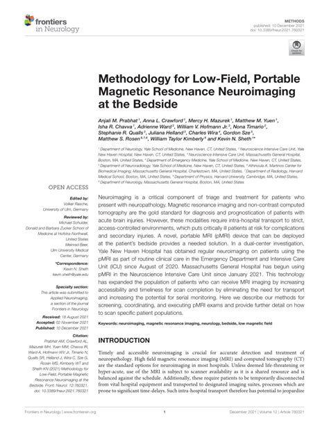Pdf Methodology For Low Field Portable Magnetic Resonance
