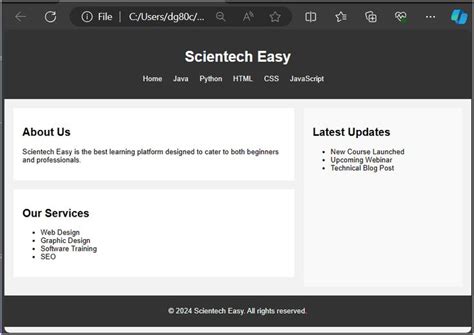 Html Layout Page Structure With Example Scientech Easy