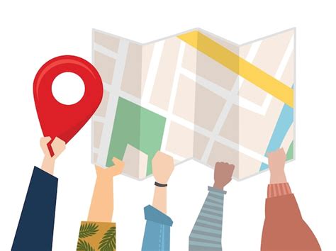 Ilustración de personas que usan un mapa para la dirección Vector Gratis