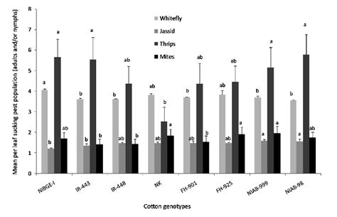 Mean Population Of Sucking Insectmite Pests Observed On Different Download Scientific Diagram