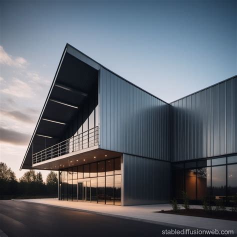 Building With Exposed Steel Structure And An Angled Facade Prompts