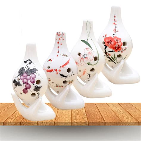 Ocarina 6 Holes Flower Pattern Ceramic Ac Key Musi Grandado