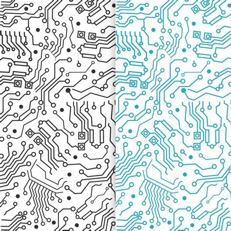 Flat Microelectronics High Tech Circuit Board Seamless Pattern Background 12961599 Vector Art At