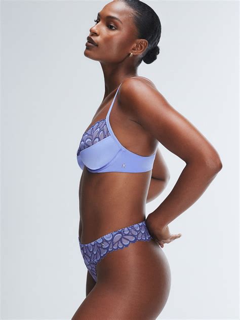 Savage Not Sorry Lace Thong In Blue And Multi Savage X Fenty Uk United