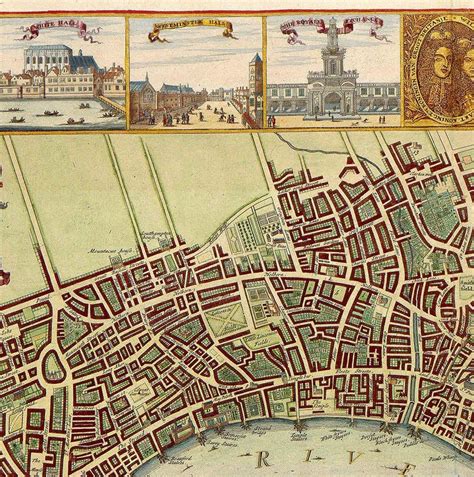 Historic 17th Century Map Of London By Whollar Restoration Hardware